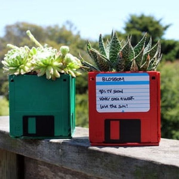 DIY Floppy Disk Planters - Brit + Co
