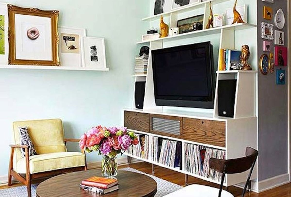 14 Stylish Ways to Fit a TV in a Small Apartment - Brit + Co
