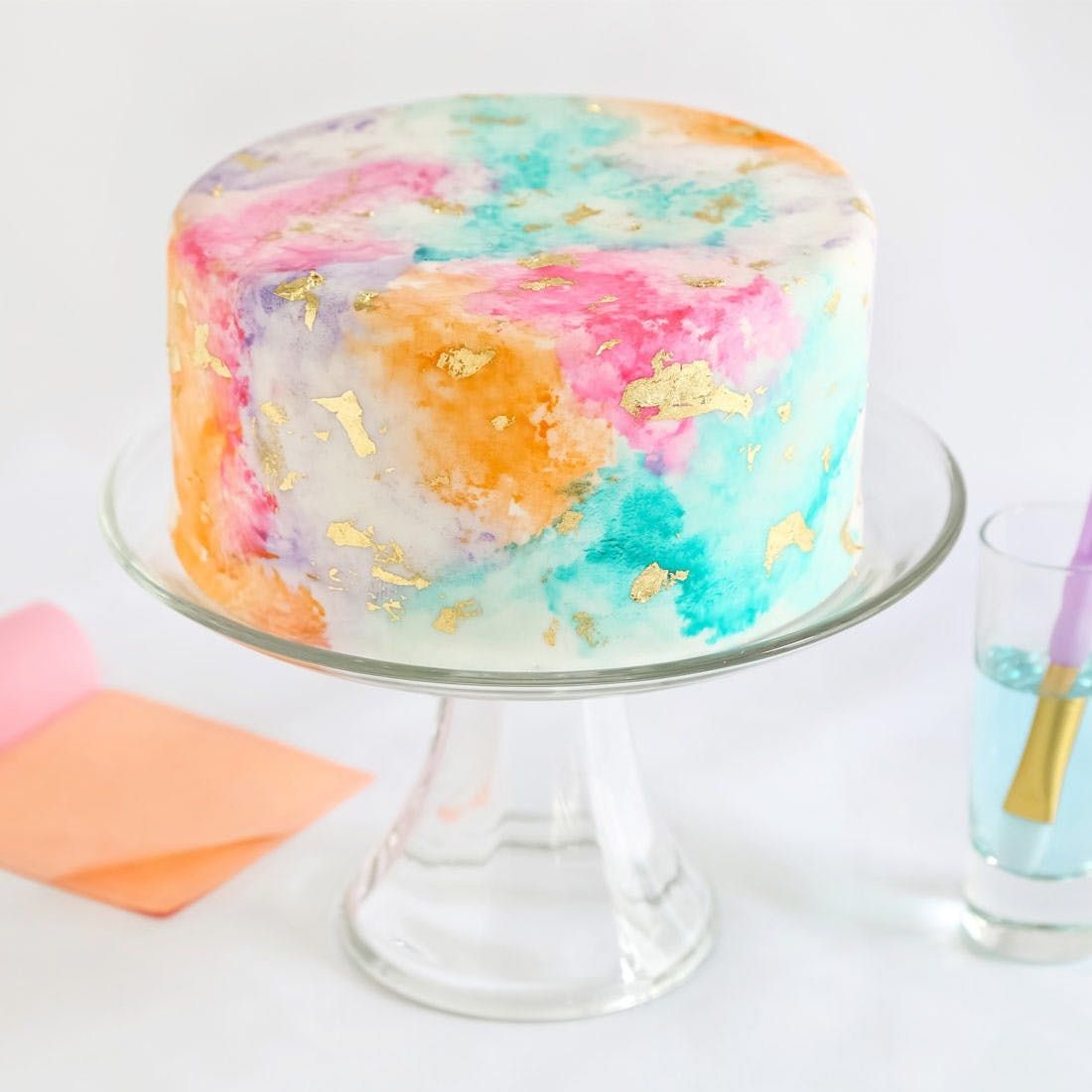 Blue Splatter Paint Cake