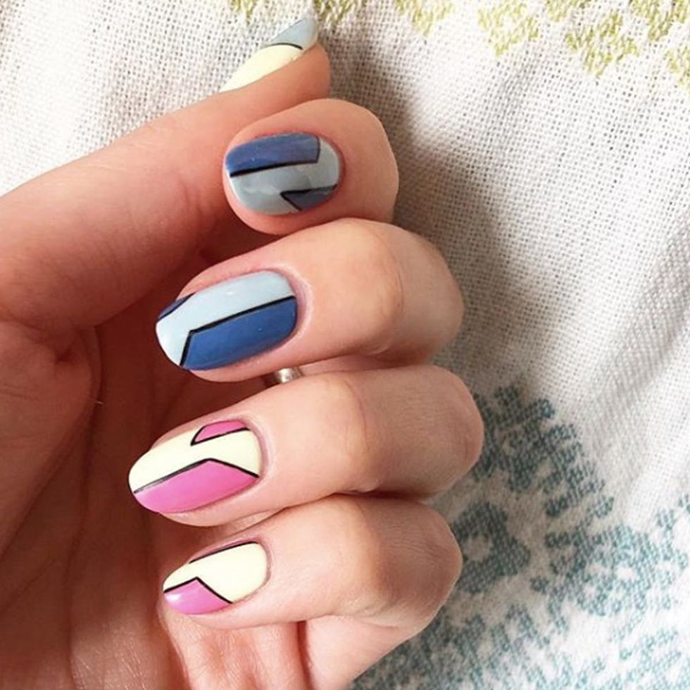 16 Color-Block Nail Art Ideas Courtesy of Instagram - Brit + Co