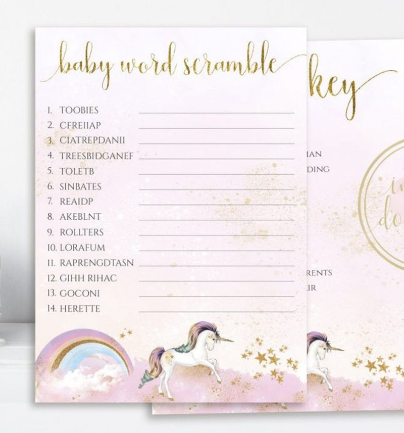 Unicorn Baby Shower Games Printable Darcy Floral Pink | Printable Baby
